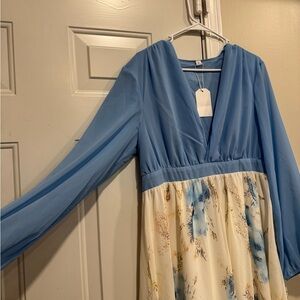 gabrinl | Dresses | Elegant Blue Floral Maxi Skirt | Poshmark